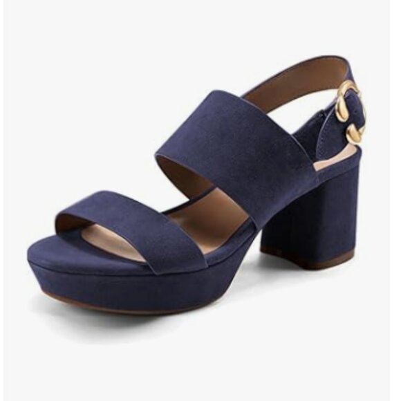 Fowt | Shoes | Fowt Navy Open Toe Platfrom Sandals Chunky Heel ...